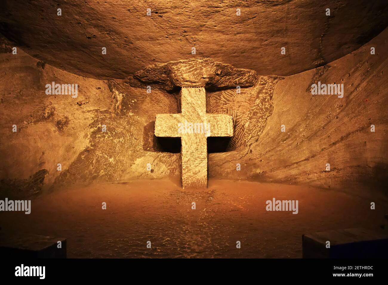 The cross in the salt mine, Zipaquira, Colombia, South America Stock ...