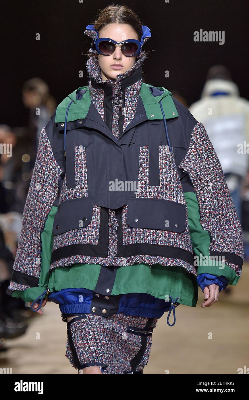 Model Aleyna Fitzgerald walks on the runway during the Sacai Fashion ...