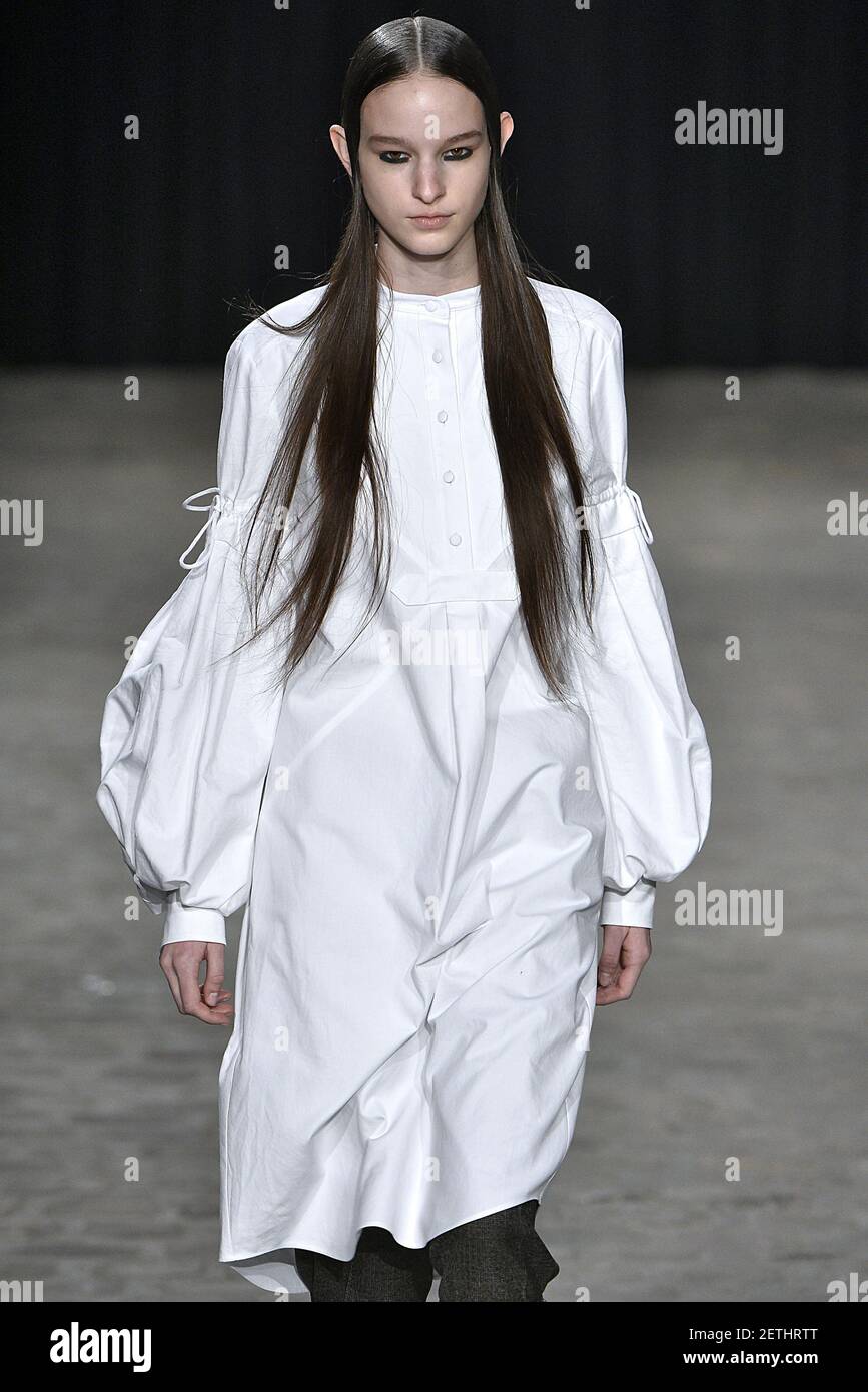 Model Laura Toth walks on the runway during the Veronique Branquinho ...