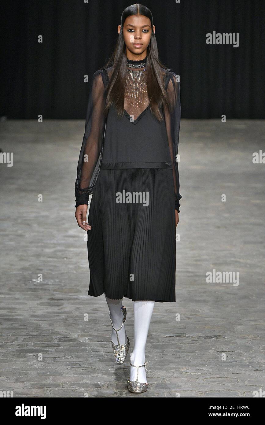Model Alyssa Traore walks on the runway during the Veronique Branquinho ...