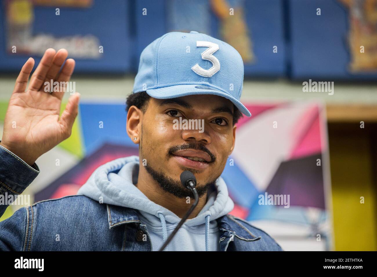 Chance the Rapper holds a press conference at Westcott Elementary ...