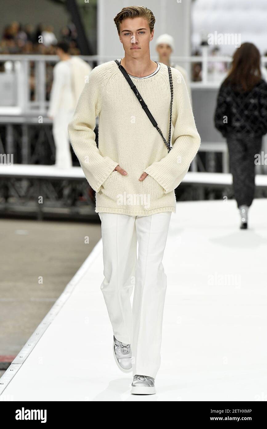 Model Lucky Blue Smith walks on the runway during the Chanel Fashion ...