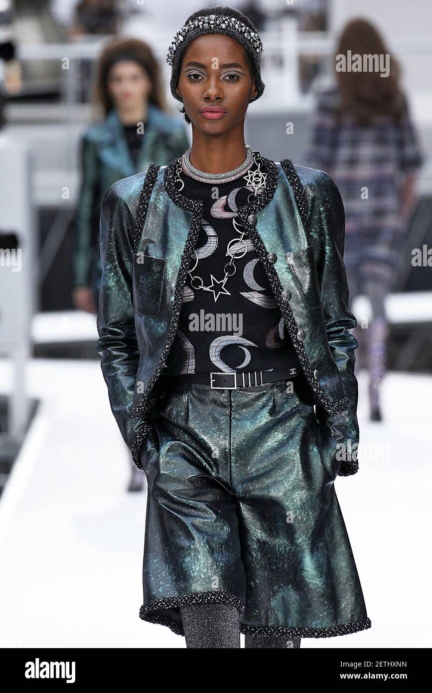 Model Tami Williams walks on the runway during the Chanel Fashion Show ...