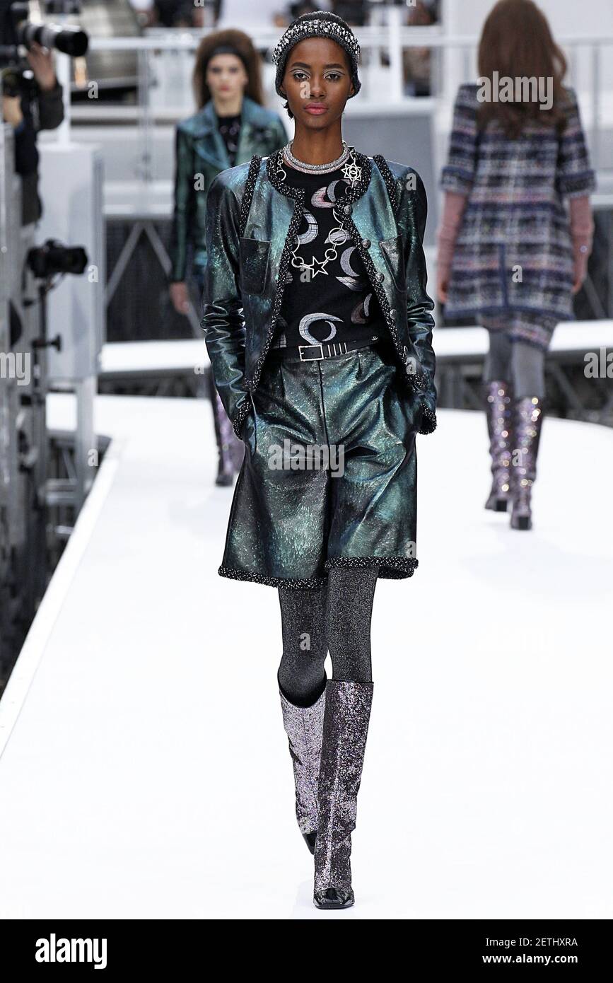 Model Tami Williams walks on the runway during the Chanel Fashion Show ...