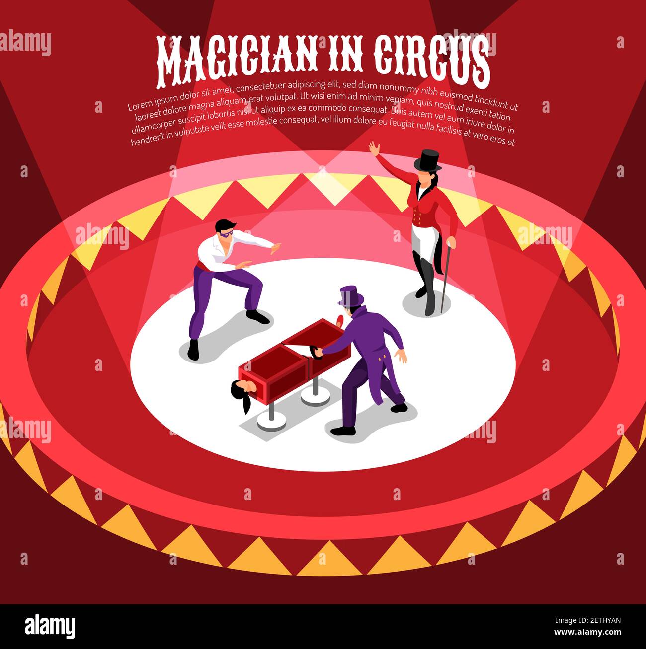Isometric circus composition with entertainer characters performing ...