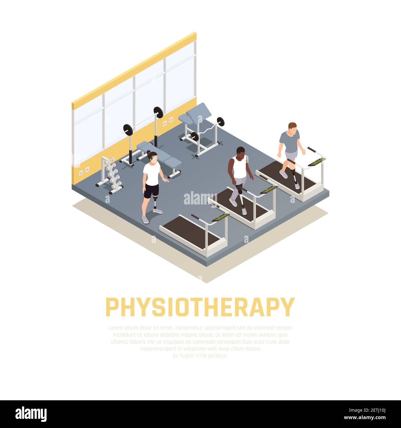 Disabled Rehabilitation Clinic Isometric Composition With Training