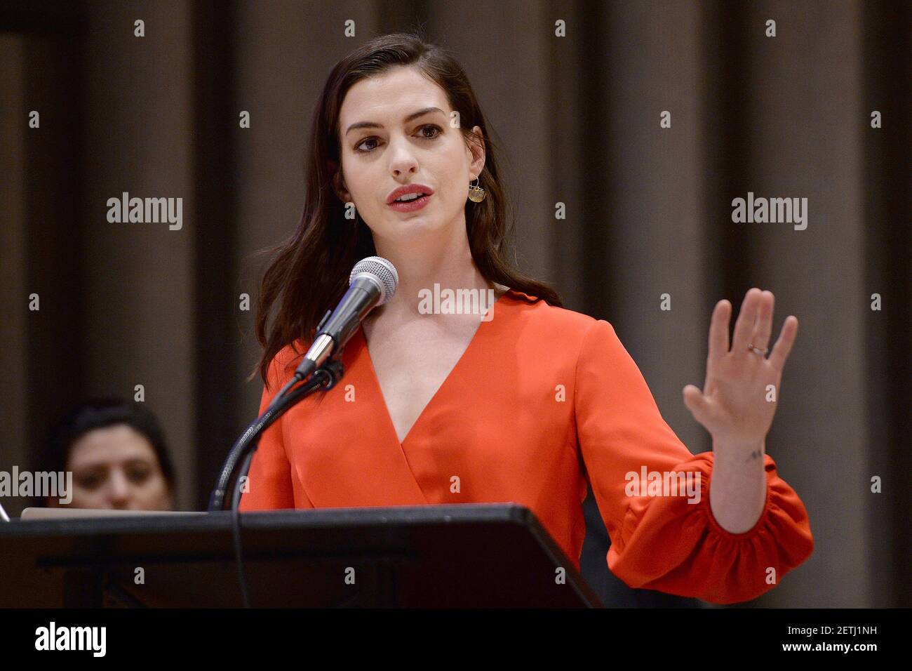 Actress And Un Women Global Goodwill Ambassador Anne Hathaway Speaks At