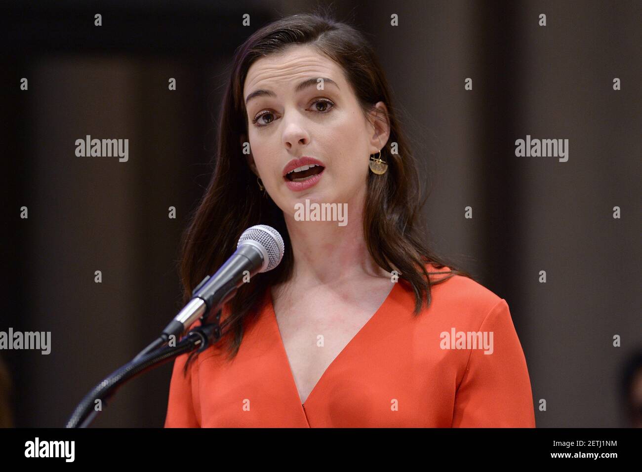 Actress And Un Women Global Goodwill Ambassador Anne Hathaway Speaks At