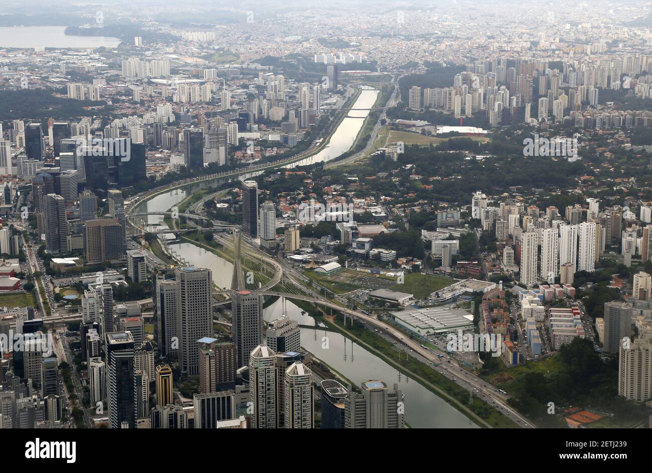 A view of the Rio Pinheiros River in Sao Paulo, Brazil on February 24 ...