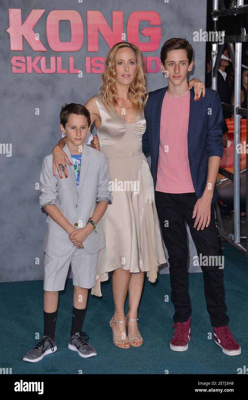 Kim Raver and Sons arriving at the "Kong: Skull Island" Los Angeles ...