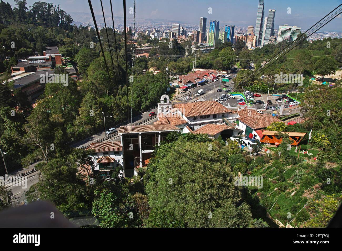 Funicular, cable car on Mount Montserrat, Bogota, Colombia Stock Photo ...