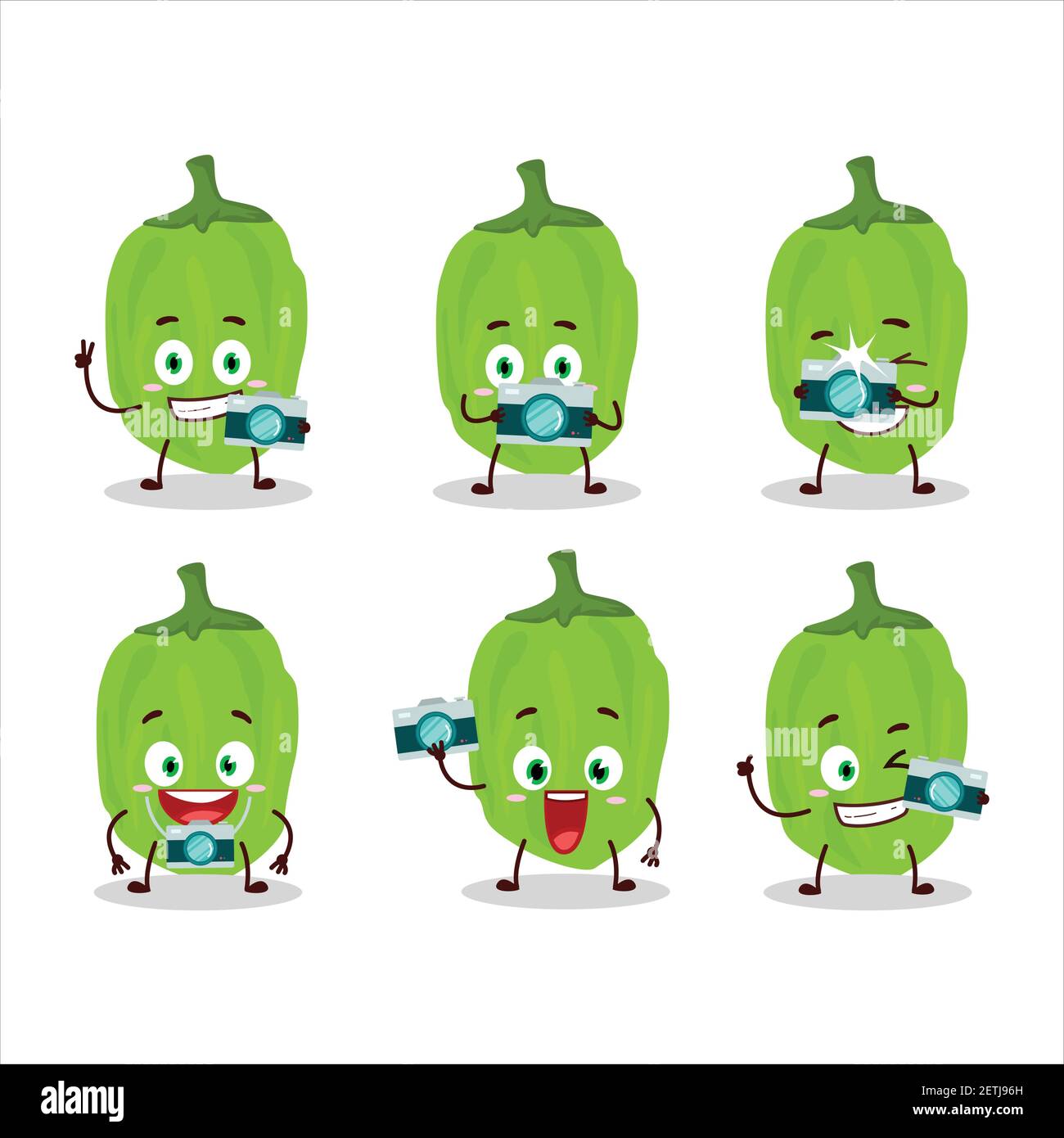 Photographer profession emoticon with green habanero cartoon character ...