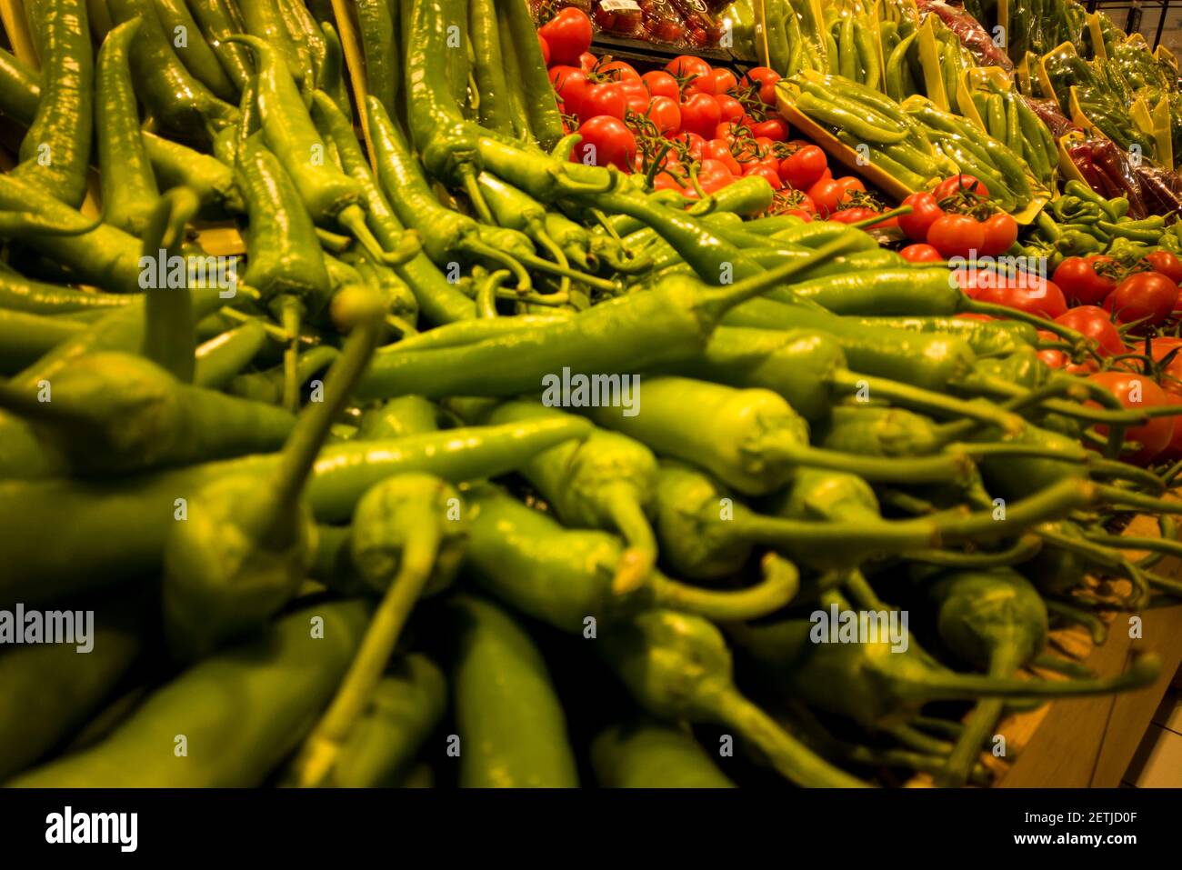 fresh farm vegetables in supermarket Stock Photo - Alamy