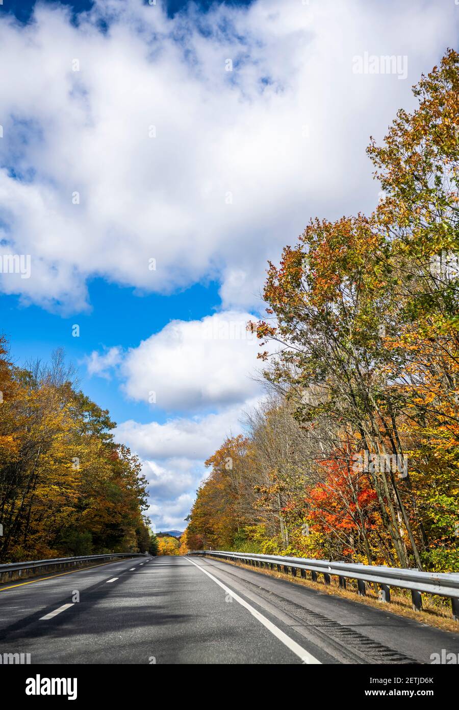 Fascinating and colorful winding New Hampshire highway road lined with ...