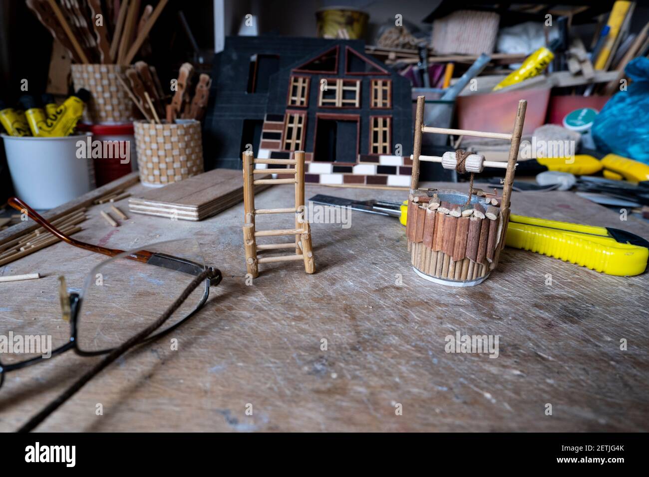hand made wood model craft Stock Photo - Alamy