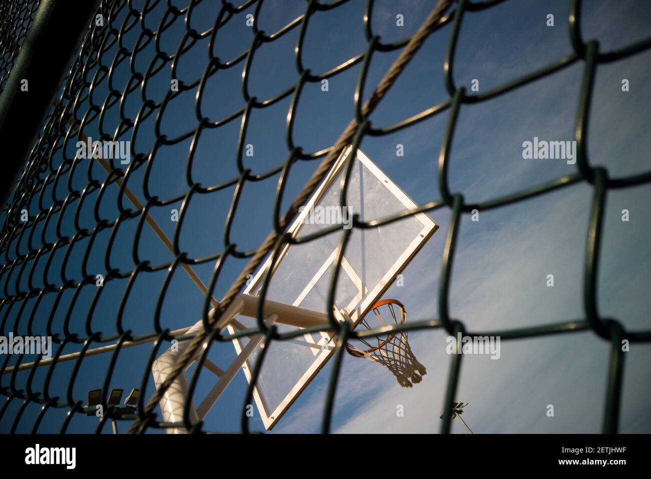 Basketball rim amazing shot with sky Stock Photo - Alamy