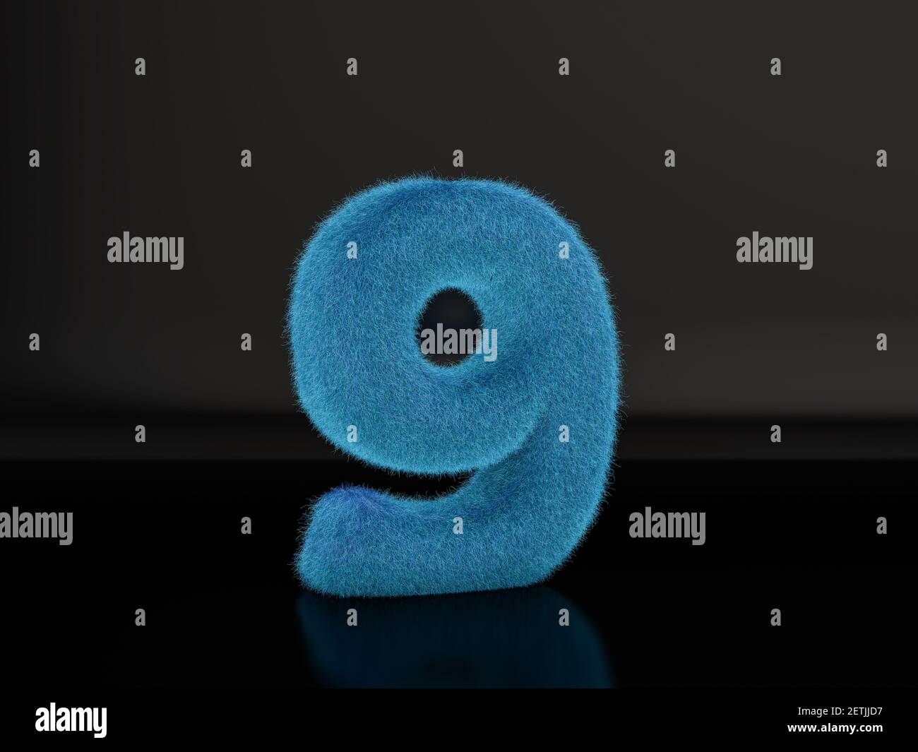 Fur number Nine on a black background. 3d illustration Stock Photo - Alamy