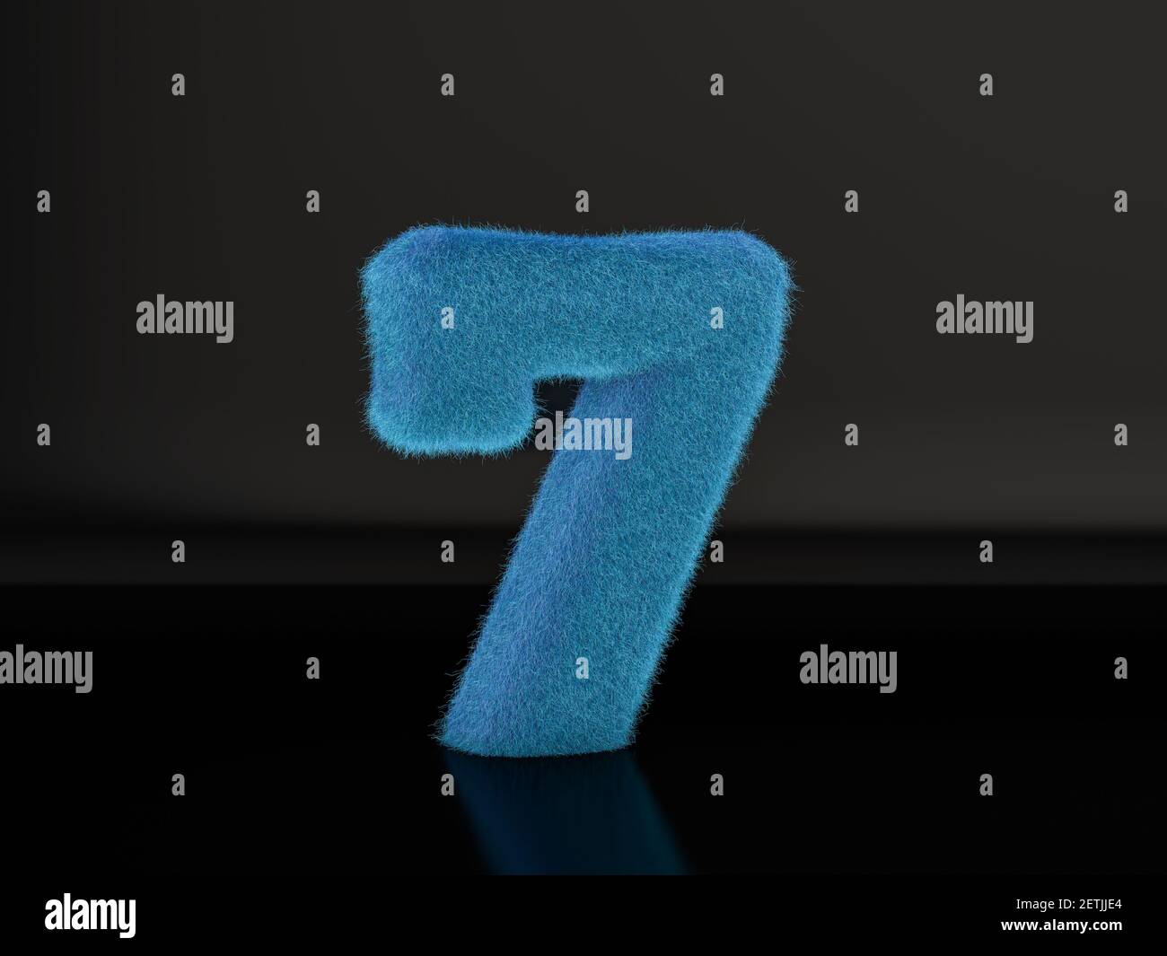 Fur number Seven on a black background. 3d illustration Stock Photo - Alamy