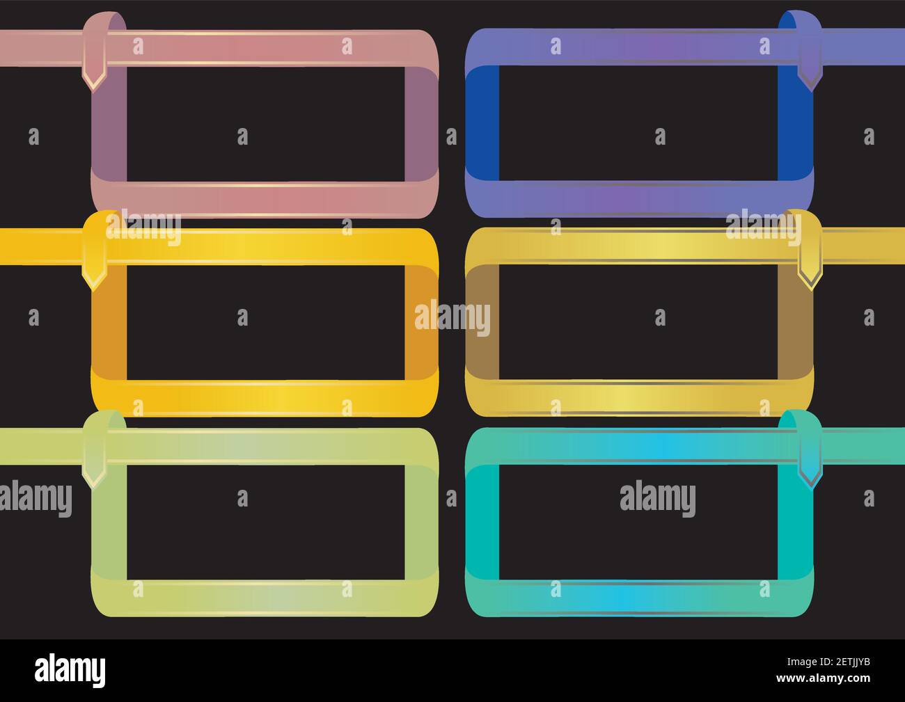Vector illustration of rectangular ribbon frame in six colors isolated ...