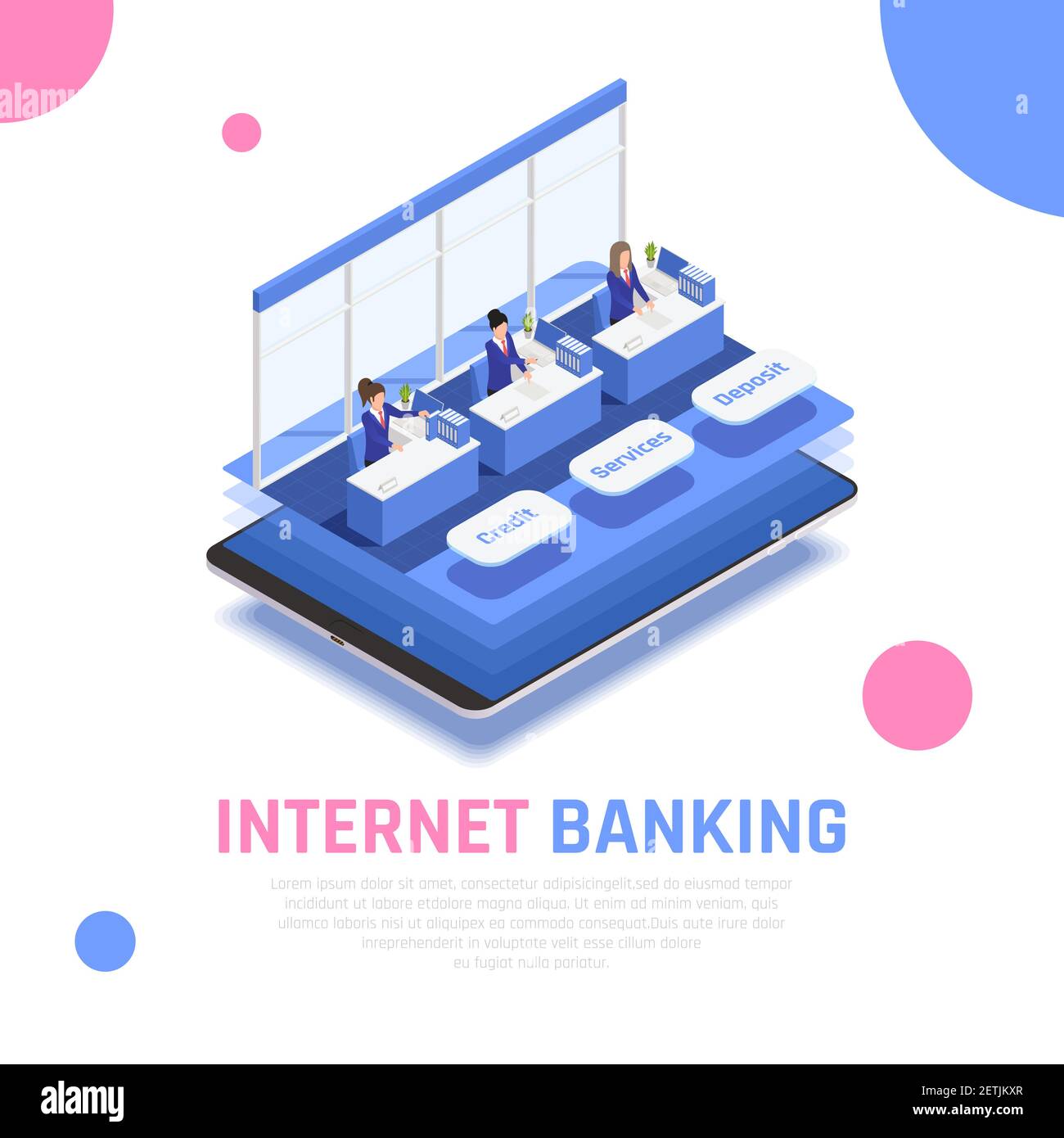 Internet online banking service isometric symbolic composition with ...