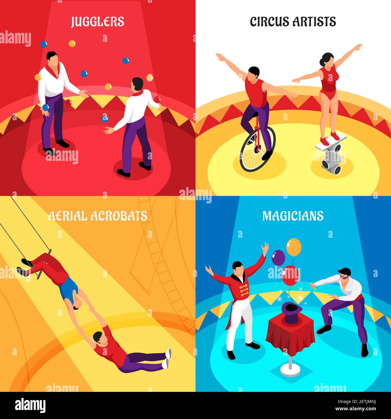 Circus professions jugglers cirque artists air acrobats and magicians ...