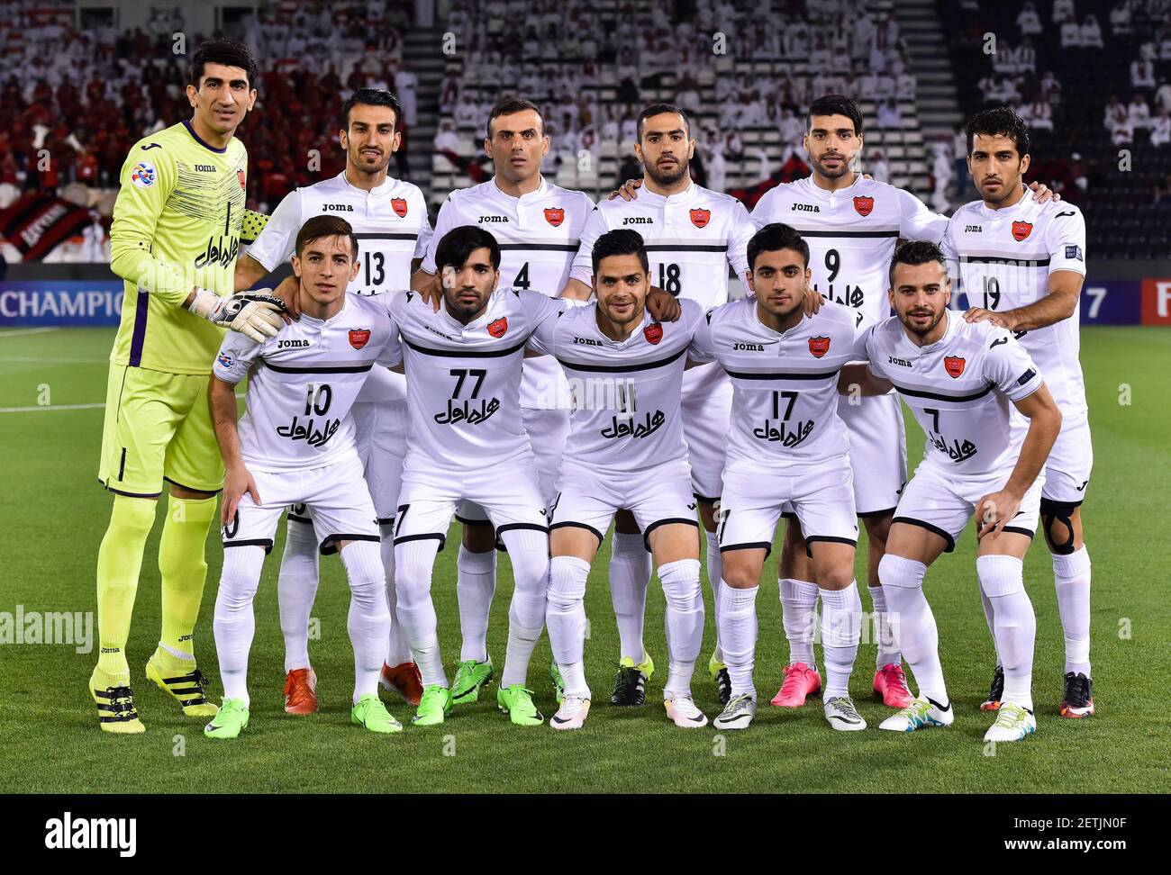 Players of Iran's Persepolis FC pose for group photos prior to the AFC ...