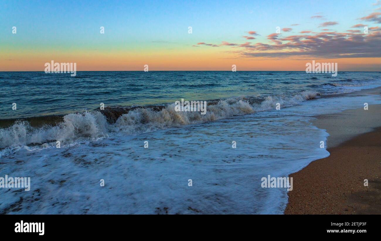 Empty evening beach, quarantine at the resort Stock Photo - Alamy