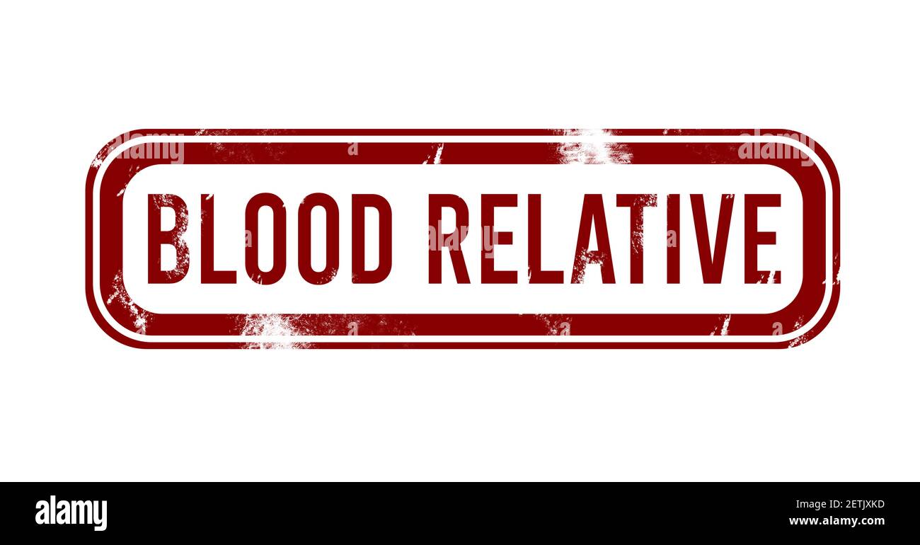 blood relative - red grunge button, stamp Stock Photo - Alamy