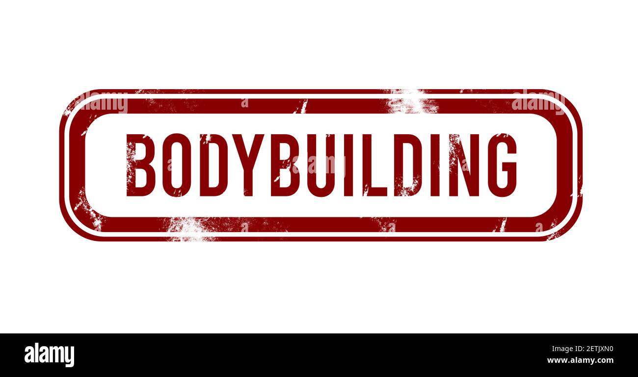 Bodybuilding - red grunge button, stamp Stock Photo - Alamy