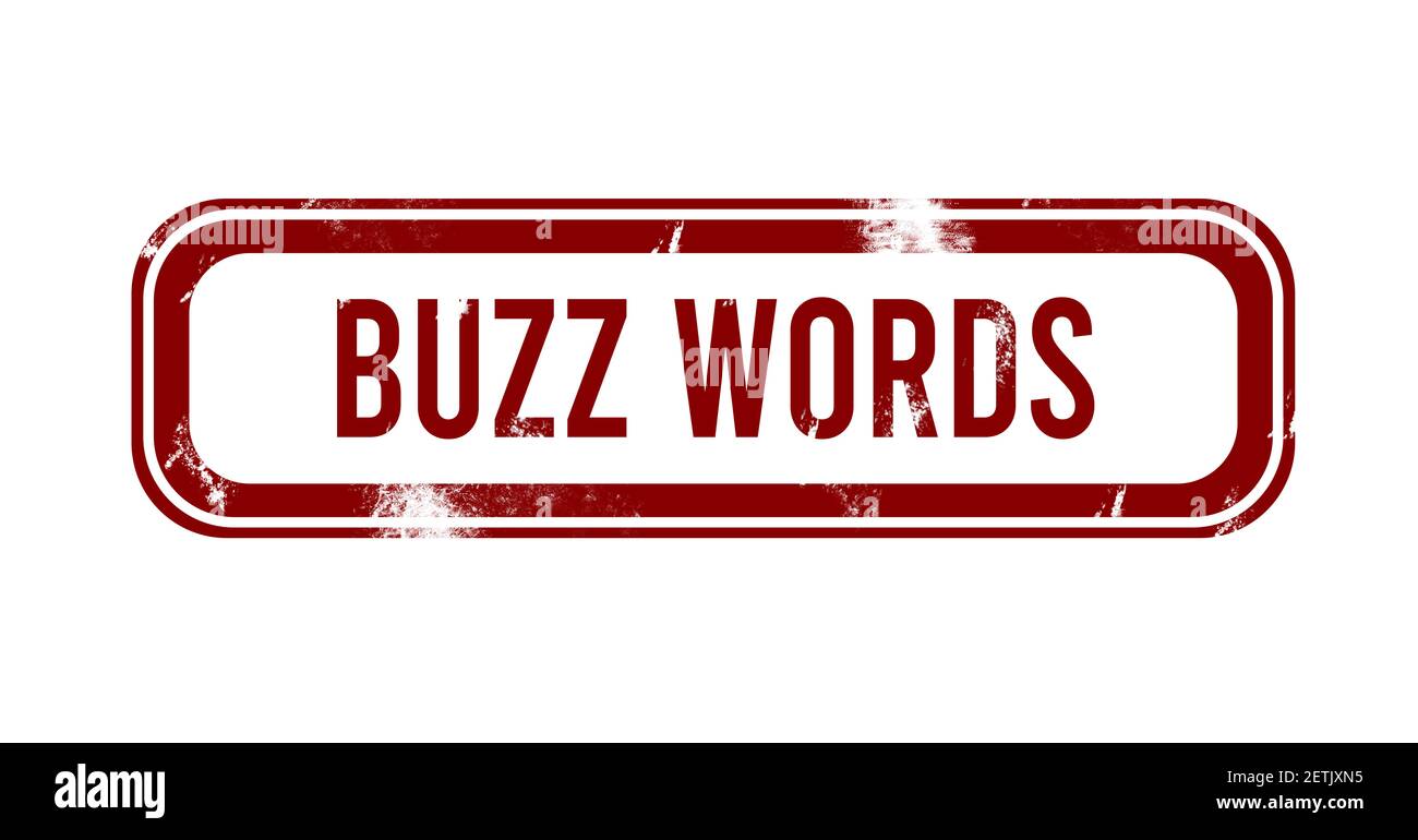 Buzz Words - red grunge button, stamp Stock Photo - Alamy