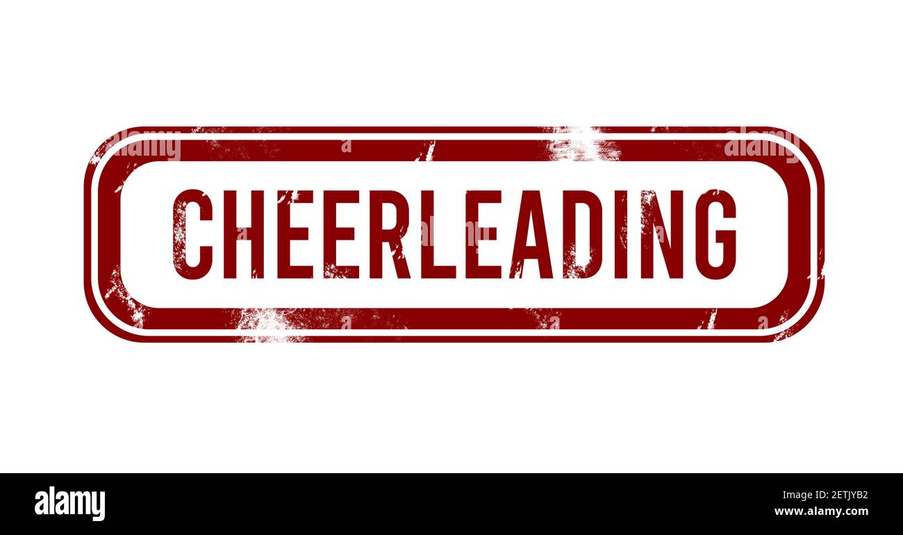 Cheerleading - red grunge button, stamp Stock Photo - Alamy