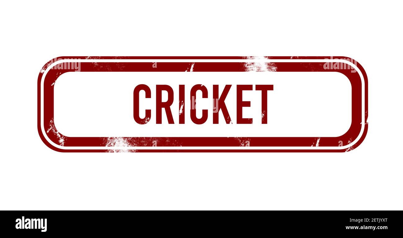 Cricket - red grunge button, stamp Stock Photo - Alamy