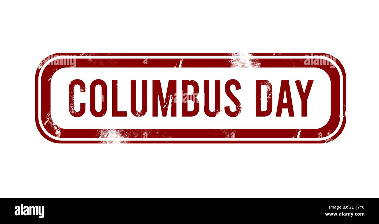 Columbus Day - red grunge button, stamp Stock Photo - Alamy