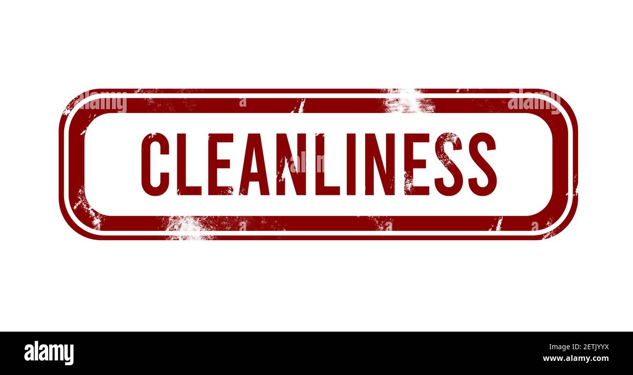 cleanliness - red grunge button, stamp Stock Photo - Alamy