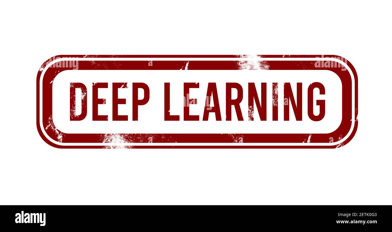 Deep learning - red grunge button, stamp Stock Photo - Alamy