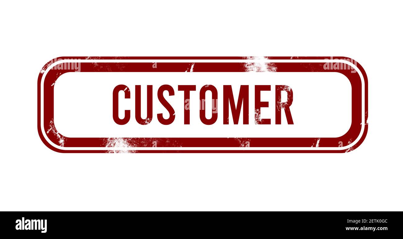 Customer - red grunge button, stamp Stock Photo - Alamy