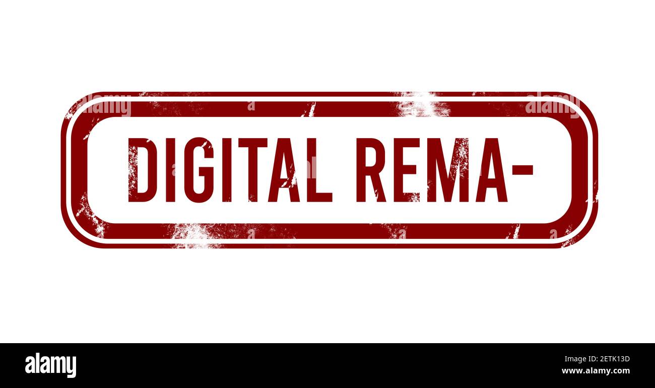 Digital Remastering - red grunge button, stamp Stock Photo - Alamy