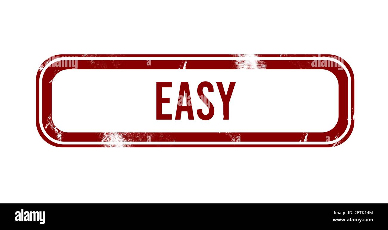 Easy - red grunge button, stamp Stock Photo - Alamy