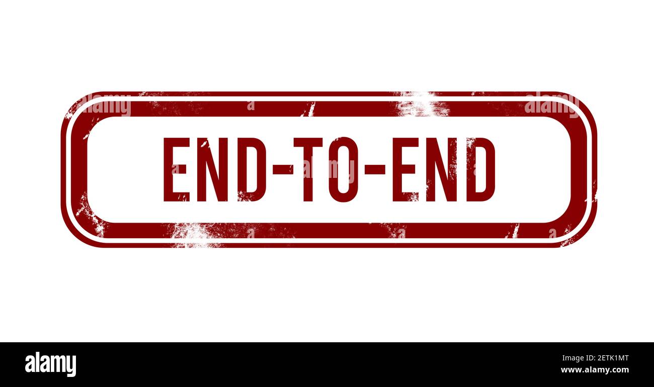 End-to-End - red grunge button, stamp Stock Photo - Alamy