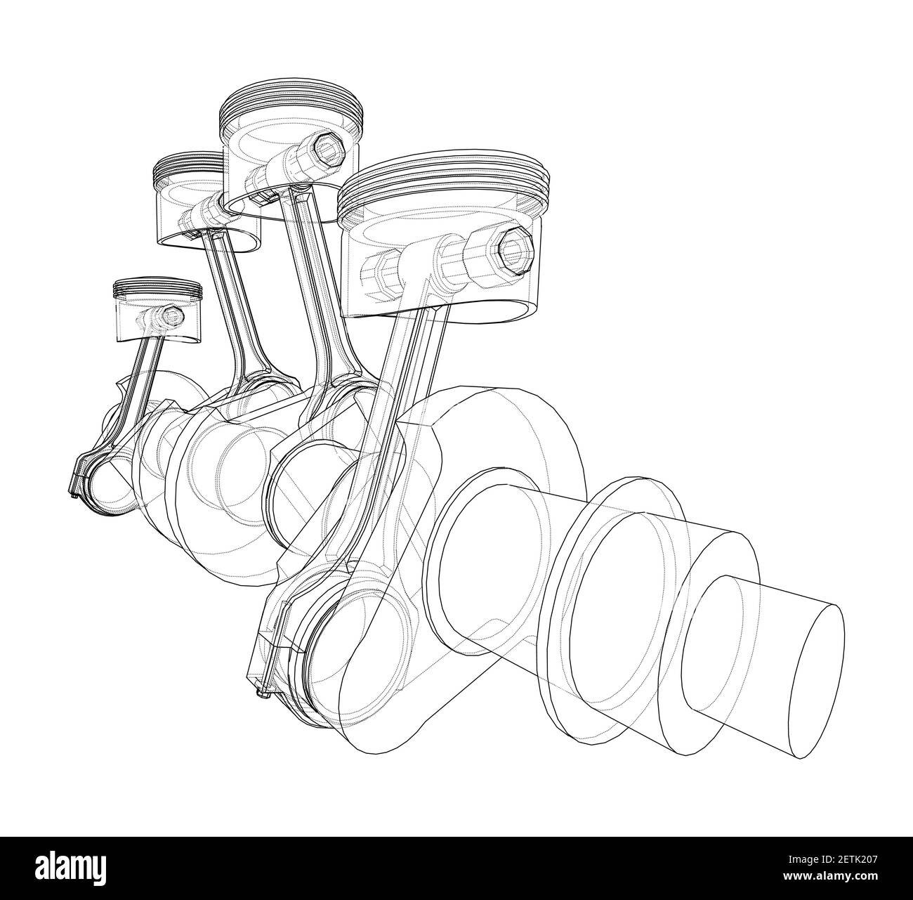 Engine crankshaft with pistons outline. Vector Stock Vector Image & Art ...