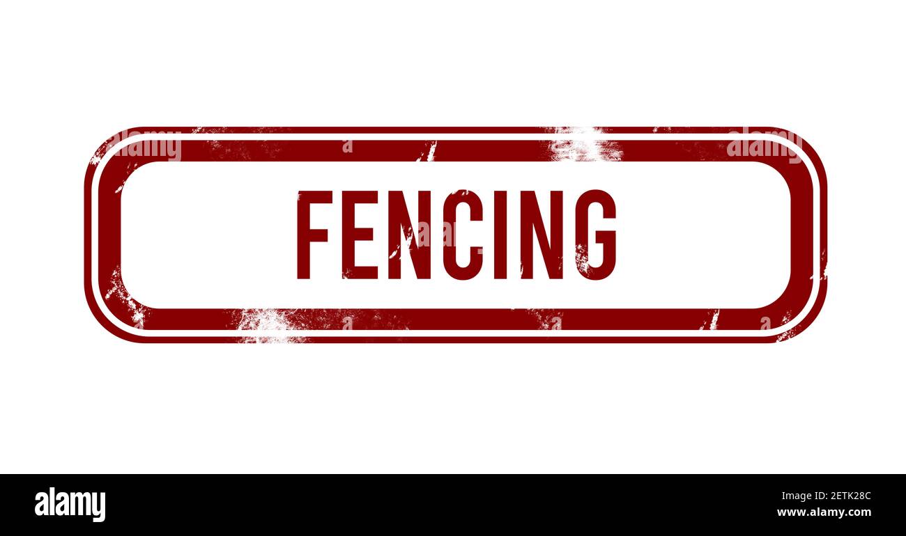 Fencing - red grunge button, stamp Stock Photo - Alamy