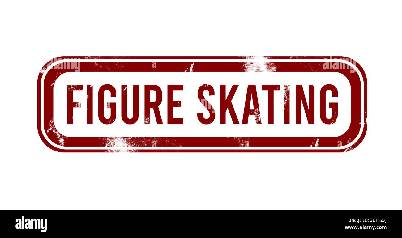 Figure Skating - red grunge button, stamp Stock Photo - Alamy