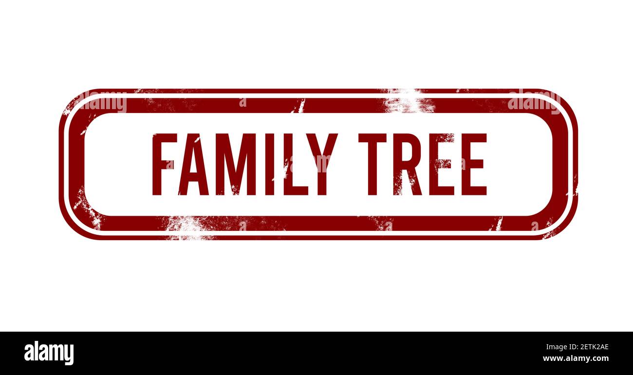 family tree - red grunge button, stamp Stock Photo - Alamy