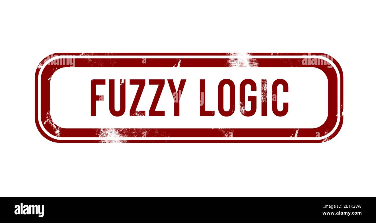 Fuzzy logic - red grunge button, stamp Stock Photo - Alamy