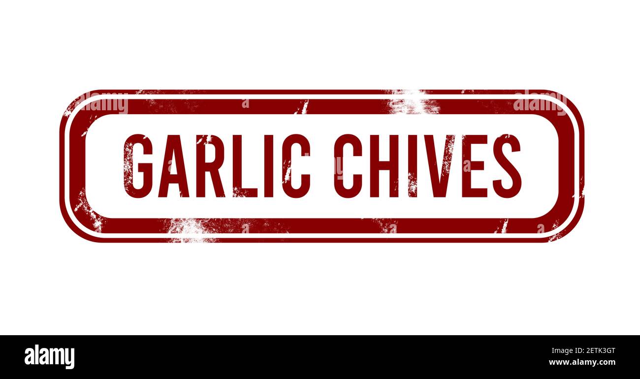 garlic chives - red grunge button, stamp Stock Photo - Alamy