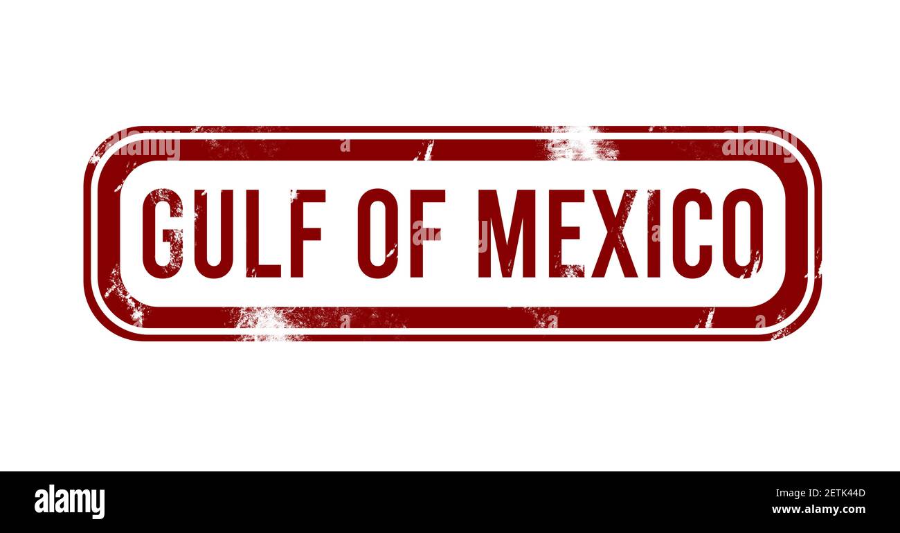 Gulf of Mexico - red grunge button, stamp Stock Photo - Alamy