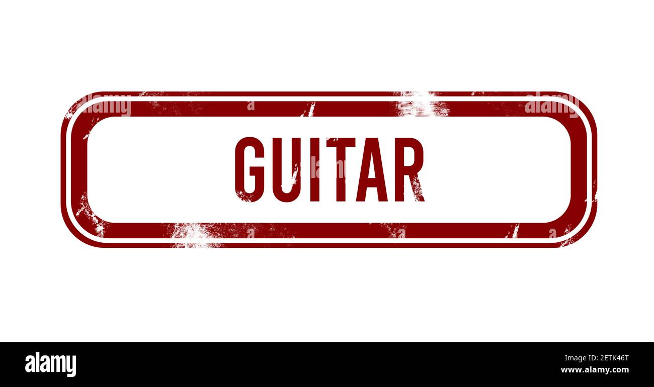 guitar - red grunge button, stamp Stock Photo - Alamy