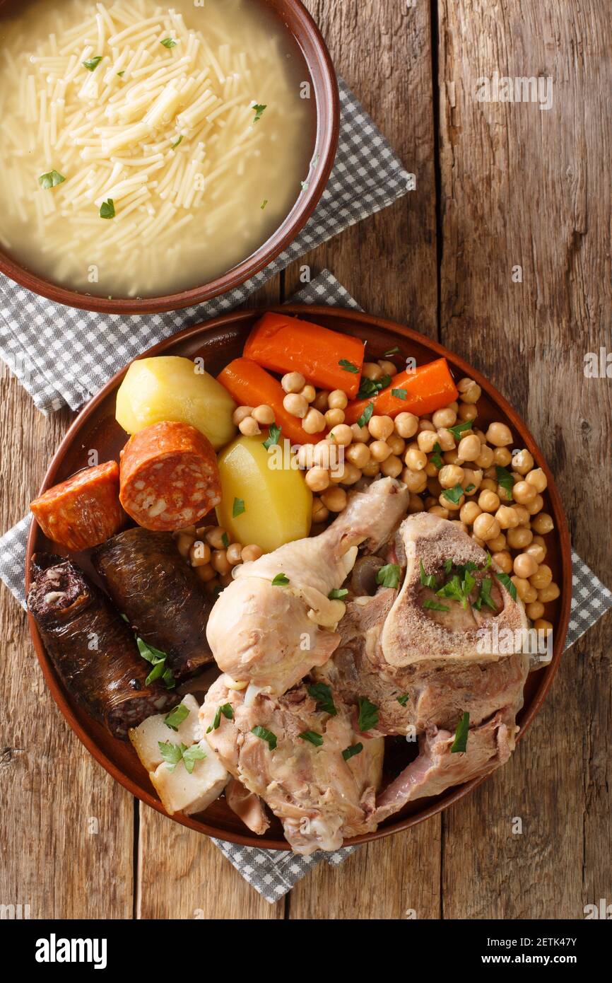 Cocido or cozido is a traditional stew eaten as a main dish in Spain ...