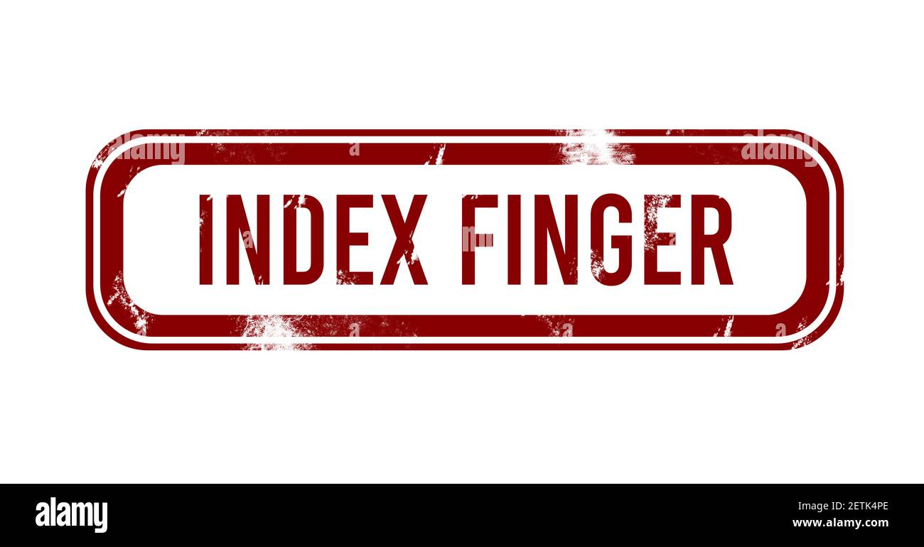 Index finger - red grunge button, stamp Stock Photo - Alamy