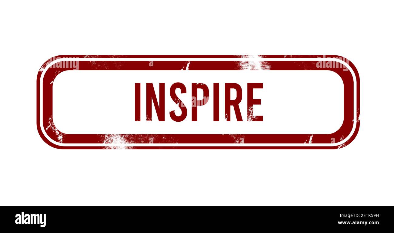 Inspire - red grunge button, stamp Stock Photo - Alamy